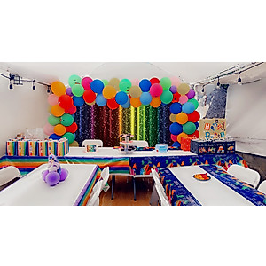 Let's Glow Party Backdrop 7x5FT Colorful Glitter Rainbow Neon Photography Background Music Dance Prom Adult Party Decoration Kids Birthday Supplies Photo Booth Props (84x60 inch)