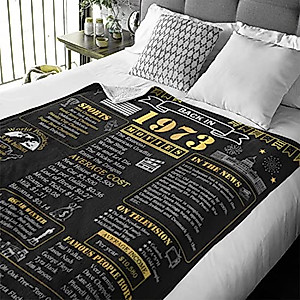 50th Birthday Gifts for Women or Men, Ultra-Soft Micro Flannel Fleece Throw Blanket, Perfect 1973 Birthday Gifts Ideas, Happy 50th Birthday Decorations, 50 Year Old Gifts for Men Women (1973-g)