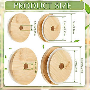 8 Pack 86mm Wide Mouth Bamboo Mason Jar Lids with Straw Hole, Eco-Friendly and Reusable Wooden Drinking Lids(8 PCS)