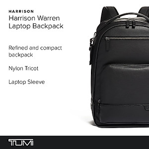 TUMI - Harrison Warren Leather Laptop Backpack - 15 Inch Computer Bag for Men and Women - Black