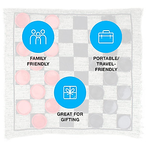 Brybelly Large Checkers Set - Giant Checkers Game for Indoor/Outdoor - Jumbo Classic Board Games for Friends and Family - 3-in-1 Checkers and Mega Tic Tac Toe