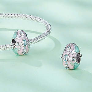 Easter Egg Charm 925 Sterling Silver Charm Fits For Pandora Bracelet Necklace, BSC781
