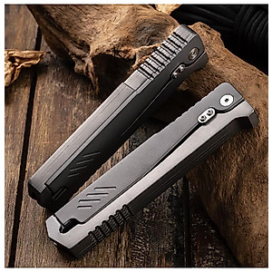 LEASUR Tactical Knife, Folding Knife,9" All Steel Blade Pocket knife with Belt Clip,Outdoor Knife for Camping,Fishing and Hiking
