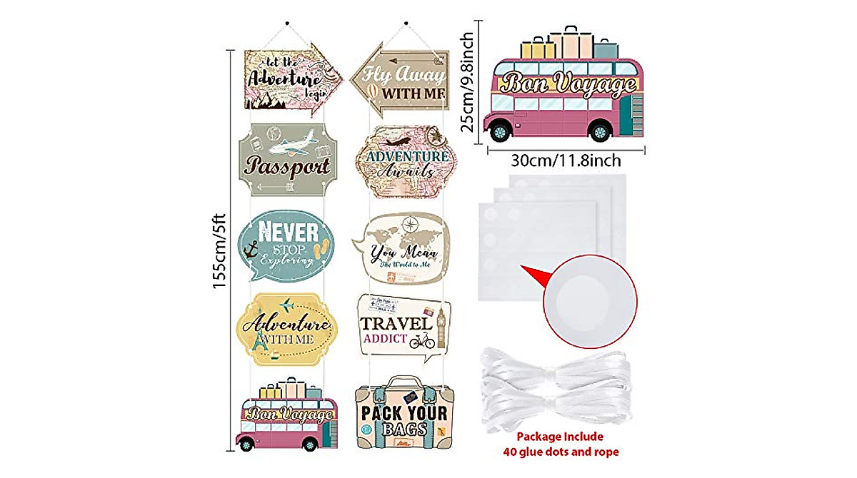 Travel Party Decorations - Adventure Sign & Banner for Celebrations