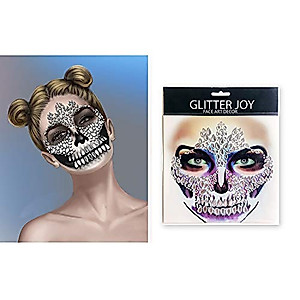 Skull Face Jewels Day of the Death Face Gems for Halloween Face Decals,6-Pack
