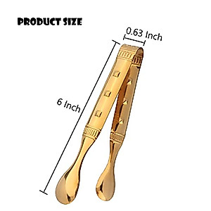IAXSEE 6-Pieces 6 Inch Gold Tongs Mini Tongs for Appetizers, Gold Serving Utensils Small Tongs for Serving Appetizers Ice Tongs Sugar Tongs