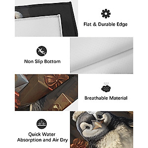 Christmas Penguin Outdoor Rugs for 5'x8' Patios Clearance, RV Camping Mat Rug Portable Outside Rug Indoor Outdoor Area Rug Mat for Beach Deck Pool Merry