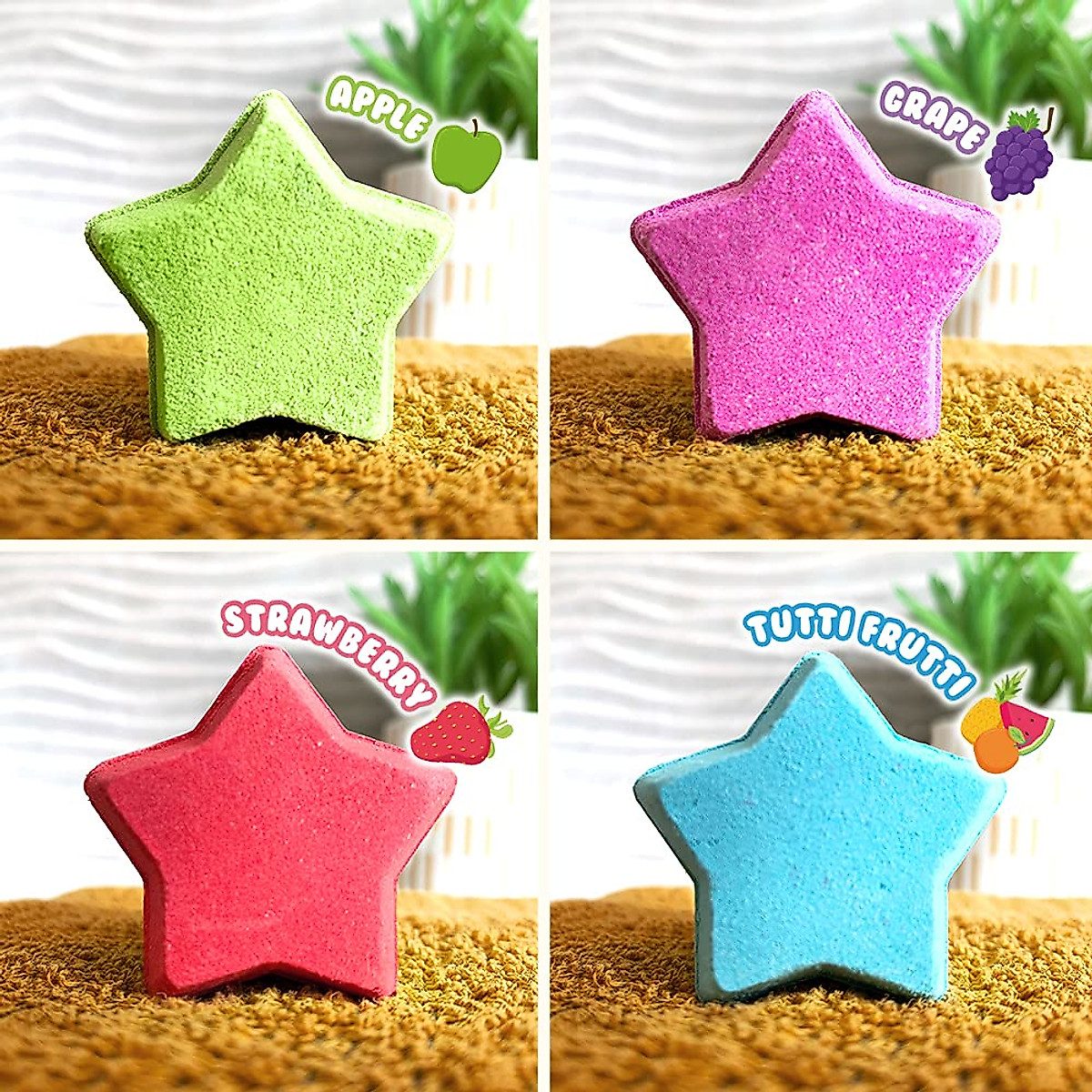 Bath Bombs Pack, Fizzing Vegan Bath Fizzers Gift Set for Children's Birthdays