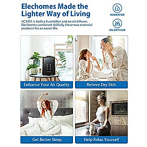 Elechomes Humidifiers for Bedroom (6L), Ultra-Quiet Warm and Cool Mist Humidifiers for Home, Baby and Plants, Customized Humidity, Sleep Mode, Timer, UC5501, Black
