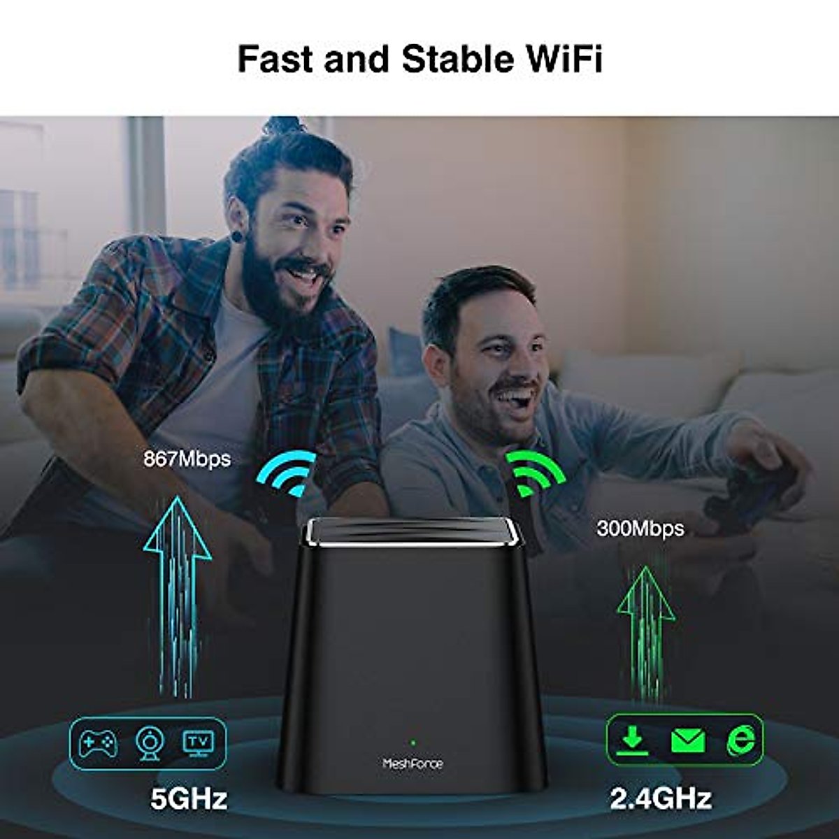 Meshforce M3s Mesh WiFi System (Midnight Black), Mesh Router for Wireless Internet Coverage, Replaces WiFi Router and Extender, Covers 6+ Bedrooms and 60+ Devices (3-Pack) (3-Pack)