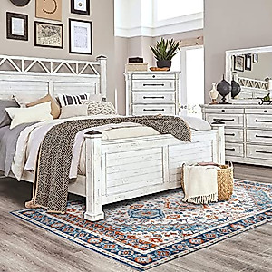 YUFANUHO Bohemian Area Rugs 5x7 Feet Wool Rugs, Low Pile Non-Slip Foldable Boho Medallion Rug with Oriental Stylish Floor Carpet for Living Room Bedrooms, Boho Floral Rug 5x7 Feet