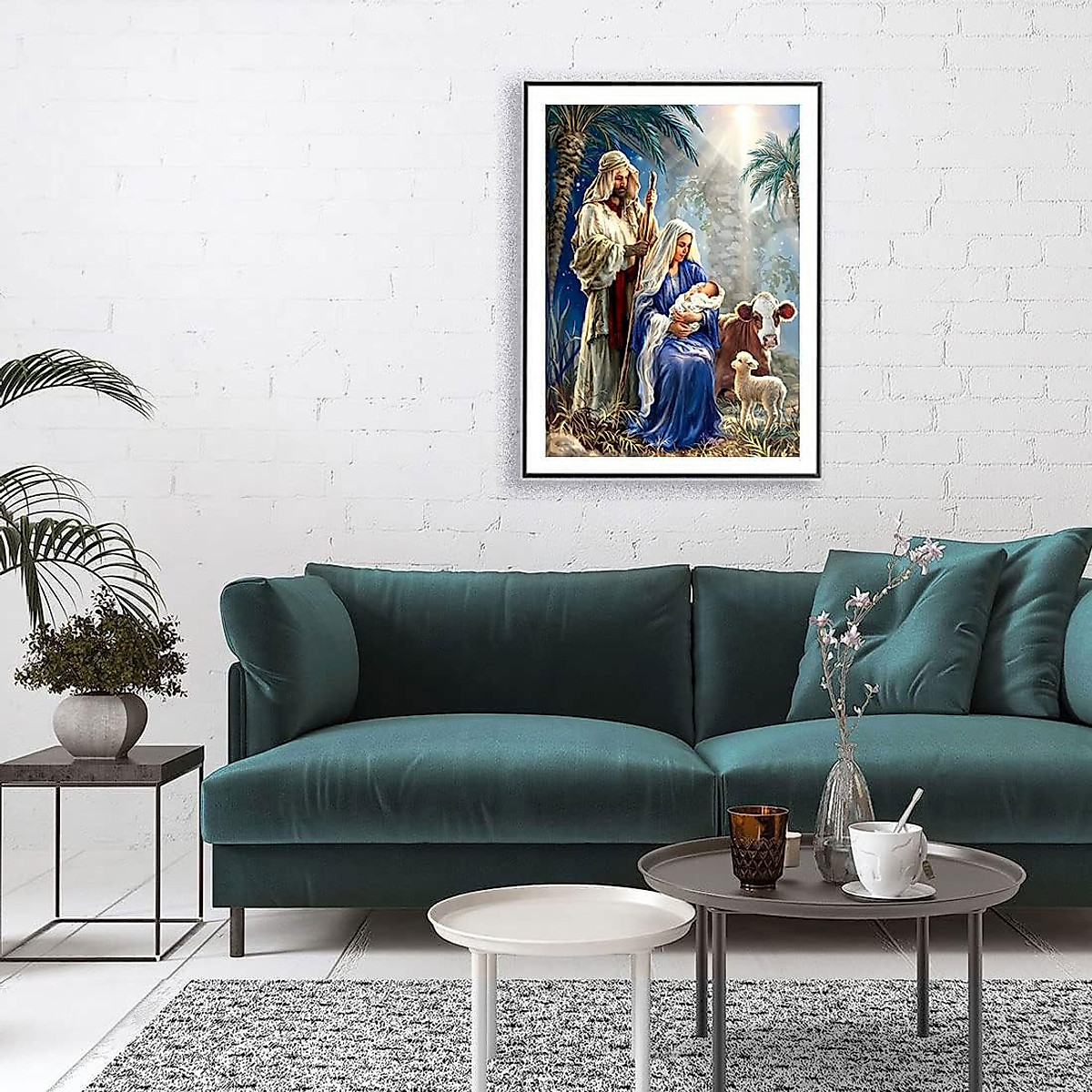 Nativity Scene Diamond Paintings Kits for Adults, Christmas Jesus was Born Diamond Art Kits Full Drill Diamond Dots Paint with Diamonds Gem Arts and Crafts for Beginner Home Religious Wall Decor