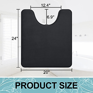 smiry Memory Foam U-Shaped Toilet Bathroom Rugs, Extra Soft Absorbent Non-Slip Contoured Rugs, Machine Washable Contour Bath Mats for Bathroom Toilet, 24" x 20", Black