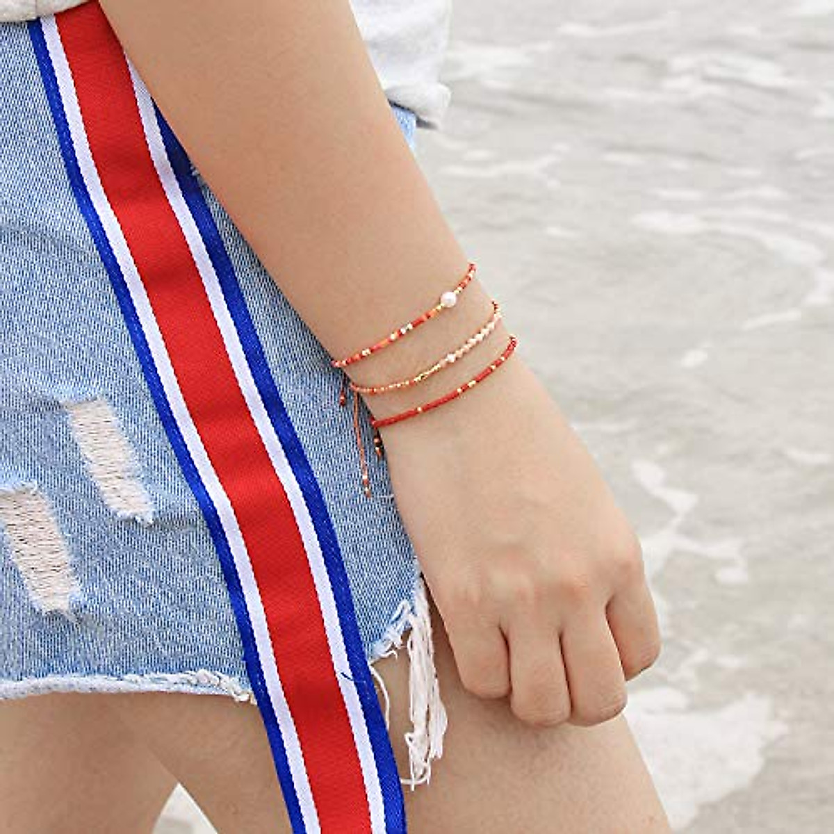 KELITCH Bohemian Crystal Bracelets Miyuki Beaded Bracelets Woven Friendship Bracelets for Women