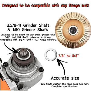 Angle Grinder Wood Carving Disc Set 5 Pack for 4" or 4 1/2" Angle Grinder with 5/8" Arbor, Angle Grinder Attachments, Wood Working Tools and Accessories, Stump Grinder Disc for Wood Cutting