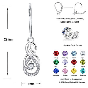 Infinity Sterling Silver Earrings for Women,Infinity Sterling Silver Earrings for Women Birthstone Wedding Leverback Earrings Jewelry