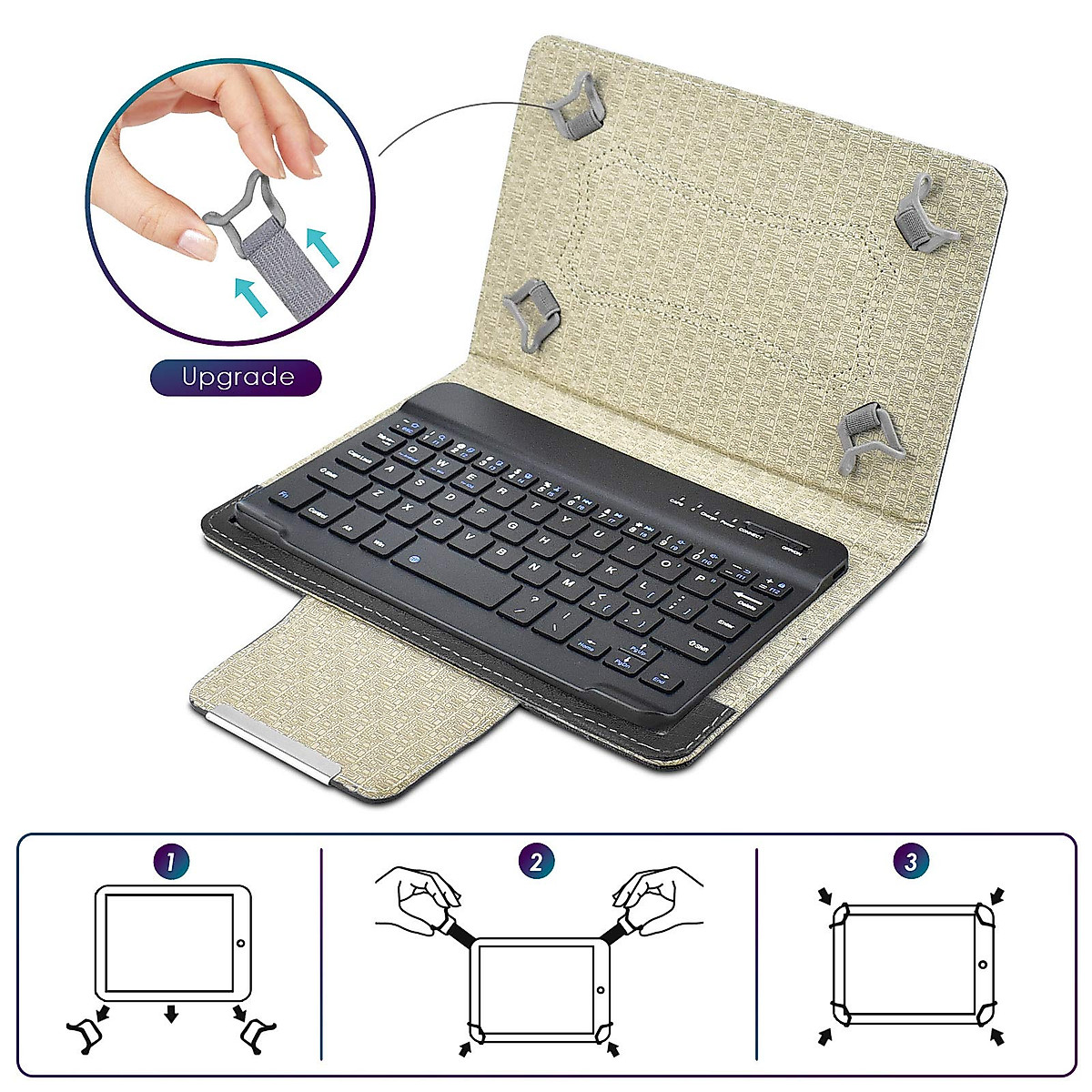 DETUOSI Universal 7.0 inch Android Tablet Case with Keyboard, Removable Wireless Bluetooth Keyboard + PU Leather Folio Book Cover + Stand, Travel Portable Sleeve for iOS/Android/Windows System Tablet