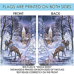 Toland Home Garden 119722 Frozen Fawns Winter Flag 12x18 Inch Double Sided Winter Garden Flag for Outdoor House Flag Yard Decoration