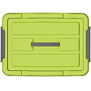 Cetomo 20L*6 Plastic Storage box, Tote box,Transparent Organizing Container with Durable green Lid and Secure Latching Buckles, Stackable and Nestable,6Pack