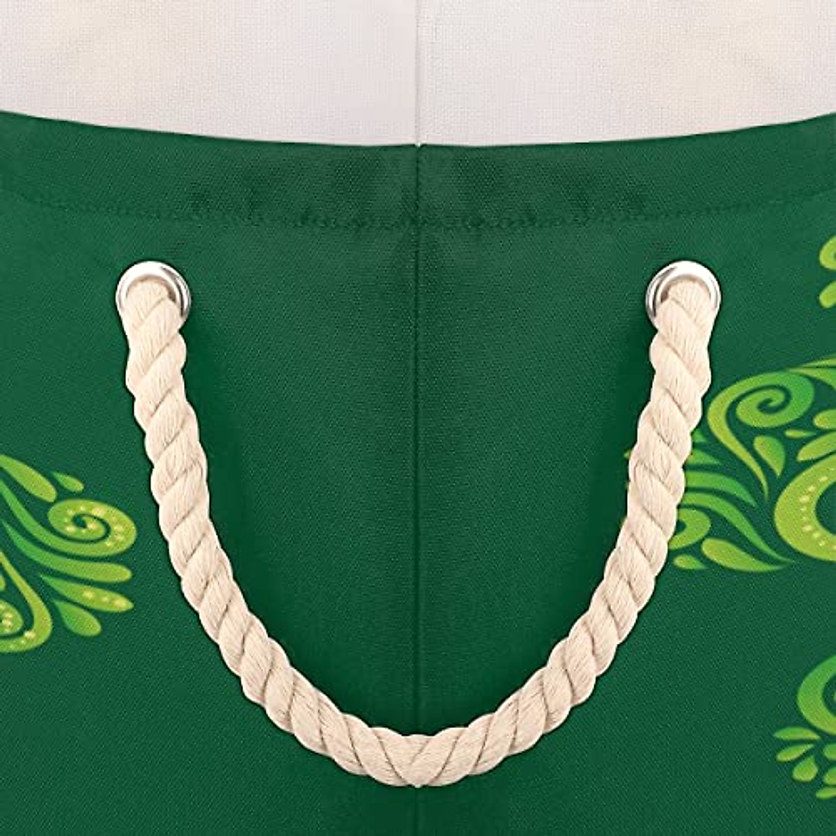 Lucky 4 Leaf Clover Dark Green Large Round Baskets for Storage Laundry Baskets with Handles Blanket Storage Basket for Bathroom Shelves Bins for Organizing Nursery Hamper Girl Boy