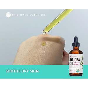 Kate Blanc Cosmetics Jojoba Oil for Hair Growth, Face & Skin. Gua Sha Oil for Face Massage and Dermaplaning (4oz, Organic, 100% Pure, Natural)