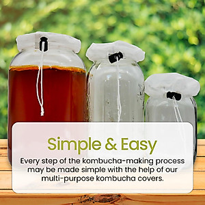Grow Your Pantry Kombucha Jar Covers | 3-Pack Premium Quality Fermentation Lid Bowl Covers for Brewing Kombucha | Can Fit on Jar Mouths Up to 120mm Wide (Kombucha Jars Not Included)
