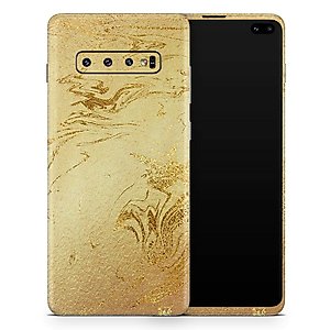 DesignSkinz Molten Gold Digital Foil Swirl V10 Protective Vinyl Decal Wrap Skin Cover Compatible with The Samsung Galaxy S20 (Screen Trim & Back Glass Skin)