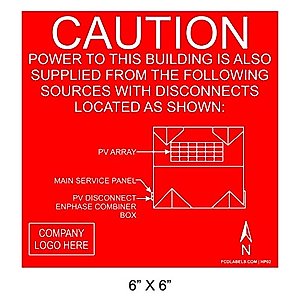FCD Labels HP02 Custom Red and White Acrylic Solar House Placard with Adhesive Backing (6 inches x 6 inches)