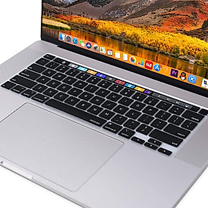 MOSISO Keyboard Cover Compatible with MacBook Pro 13 inch M2 2023, 2022, 2021 2020 M1 A2338 A2289 A2251&Compatible with MacBook Pro 16 2020 2019 A2141 Touch ID,Protective Silicone Skin, Black