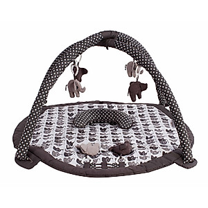 Bacati Elephants Unisex Activity Gym with Mat, Grey