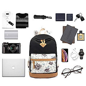 Goodking Lightweight Laptop Backpack for Women College Bookbag Stylish Casual Daypack, Black