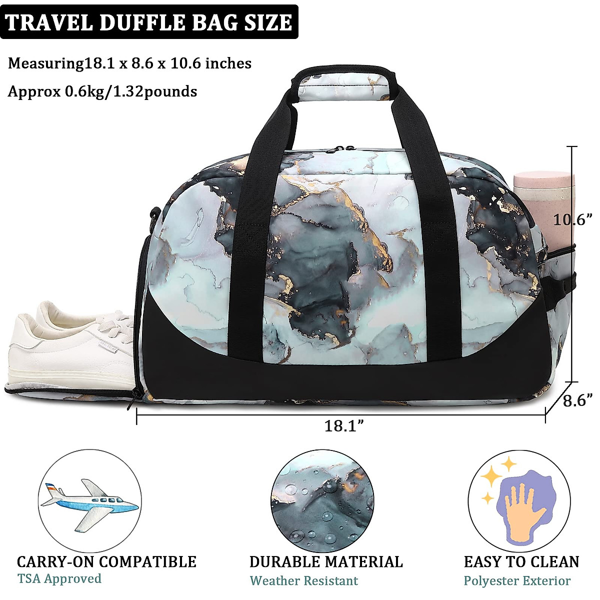 JIANYA Kids Overnight Duffle Bag Girls Boys Sport Gym Bag with Shoe Compartment & Wet Pocket, Carry On Weekender Travel Bag for Kid Girl Boy