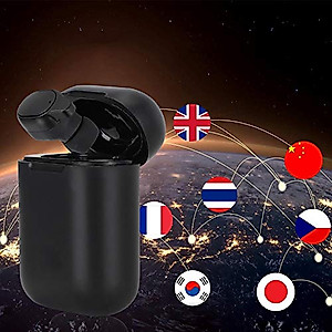 Smart Bluetooth Translator Earphone, Bluetooth 5.0 Multi Language Single Ear Translation Headset Earphone with Charging Box
