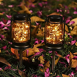 Solar Lanterns Outdoor Waterproof Hanging Mason Jar Solar Lights with 30 Led Lights,Retro Garden Solar Table Lights for Patio Yard Lawn and Christmas DIY Decorations (Solar Lantern 4 Pack)