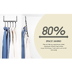 HOUSE DAY Space Saving Hangers10 Pack and Plastic Hangers 60pack, Save More Than 80% of Your Closet Space