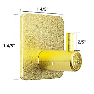 HUFEEOH Adhesive Towel Hooks, Stick on Hooks Adhesive Towel Hanger for Bathroom, Bedroom, Kitchen, Restroom, Hotel and Wall Mounted (16PC, Gold)