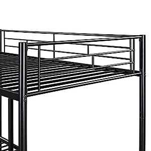 Tidyard Twin Over Twin Metal Bunk Bed (Black) for Bedroom Dorm Guest Room Home Furniture