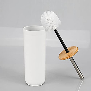 Bathroom Accessories Set, Set of 8 Piece Plastic Gift Set Toothbrush Holder,Toothbrush Cup,Soap Dispenser,Soap Dish,Toilet Brush Holder,Trash Can,Cotton Swab can for Bathroom (White bamboo-8pcs)