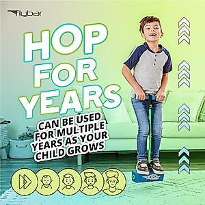 Flybar My First Foam Pogo Jumper for Kids Fun and Safe Pogo Stick, Durable Foam and Bungee Jumper for Ages 3 and up Toddler Toys, Supports up to 250lbs (Blue)