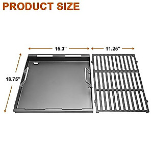 Upgrade Griddle Inserts and Grate for Weber Genesis II 300 Grills, Flat Top Griddle Kit for Weber Genesis II E-310 E-315 E-330 E-335 S-310 S-335 LX S/E-340, Part for Weber 6788 Full-Size Griddle