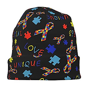 Autism Awareness Special Love Beanie Hat for Men and Women Lightweight Slouchy Hip-Hop Running Skull Cap Breathable Stretchy Sleep Hats Chemo Cap