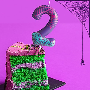 Spider Candle, Purple Spider 3rd Birthday Candles, Number 3 Spider Web Candles Number Candle Cake Topper Candle Birthday Cake Candles for Boys Girls Kids Party Supplies Spider Ornament Décor