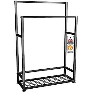 Freestanding Towel Rack, Standing Towel Rack, Study Floor Towel Rack with Shelf Metal Towel Rack for Study Towels and Bath Towels for Study, Living Room, Bedroom(Black,60X23X100Cm)