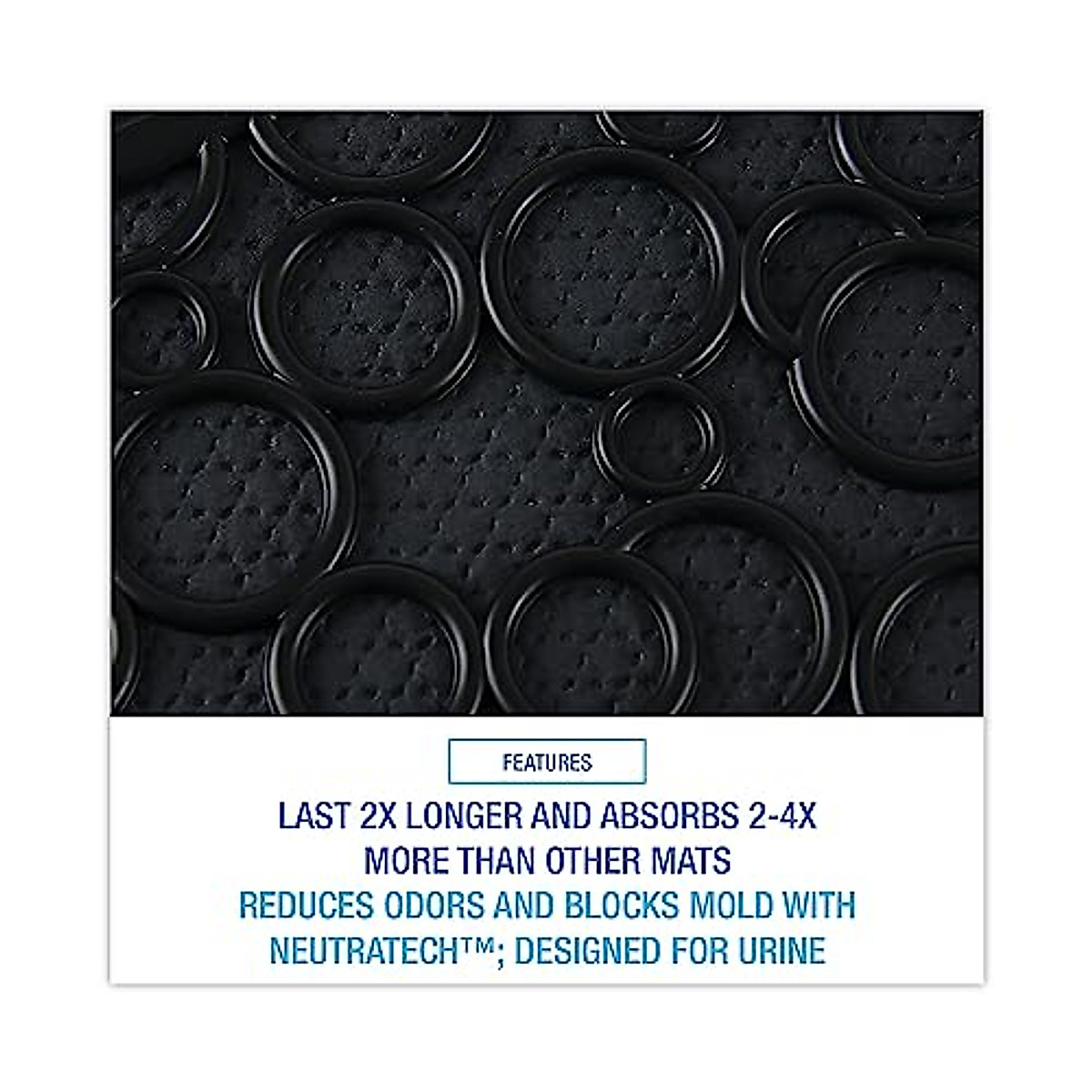 Boardwalk CMBB Commode Mat 2.0, Absorbant, Rubber, 22 x 22, Black, 6/Carton