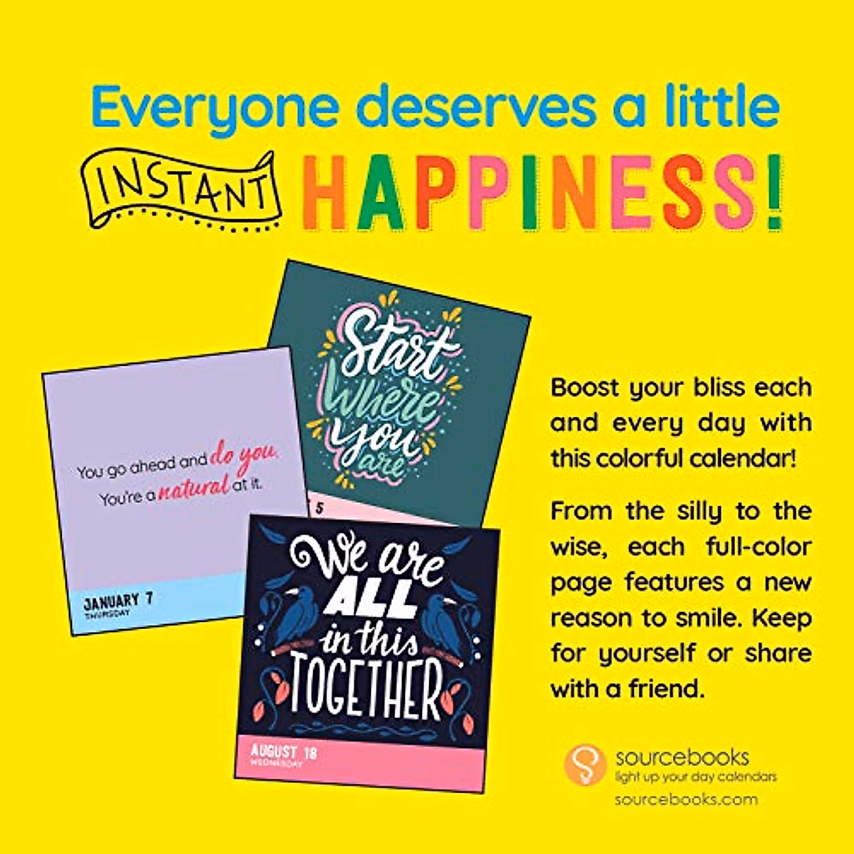 2021 Instant Happy Notes Boxed Calendar: 365 Reminders to Smile and Shine! (Happiness Daily Calendar, Inspirational Gift for Women, Desk Gift for Him)