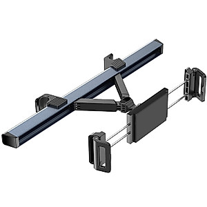 LISEN iPad Car Holder Back Seat iPad Holder for Car Tablet Mount Headrest Travel Accessories Road Trip Essentials for Kids Adults Fits All 4.7-12.9" Devices & Headrest Rod (Black)