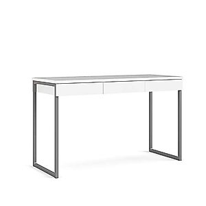 Pemberly Row Contemporary Home Office Multi-Functional Writing Desk with 3 Drawer in White