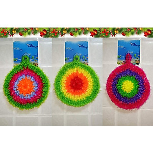 JC1927 Decorative Dish Scrubber Non Scratch Cleaning Pad Cute Dish Net Clothes for Kitchen Washing Dishes Cleaning Net 3 Pack