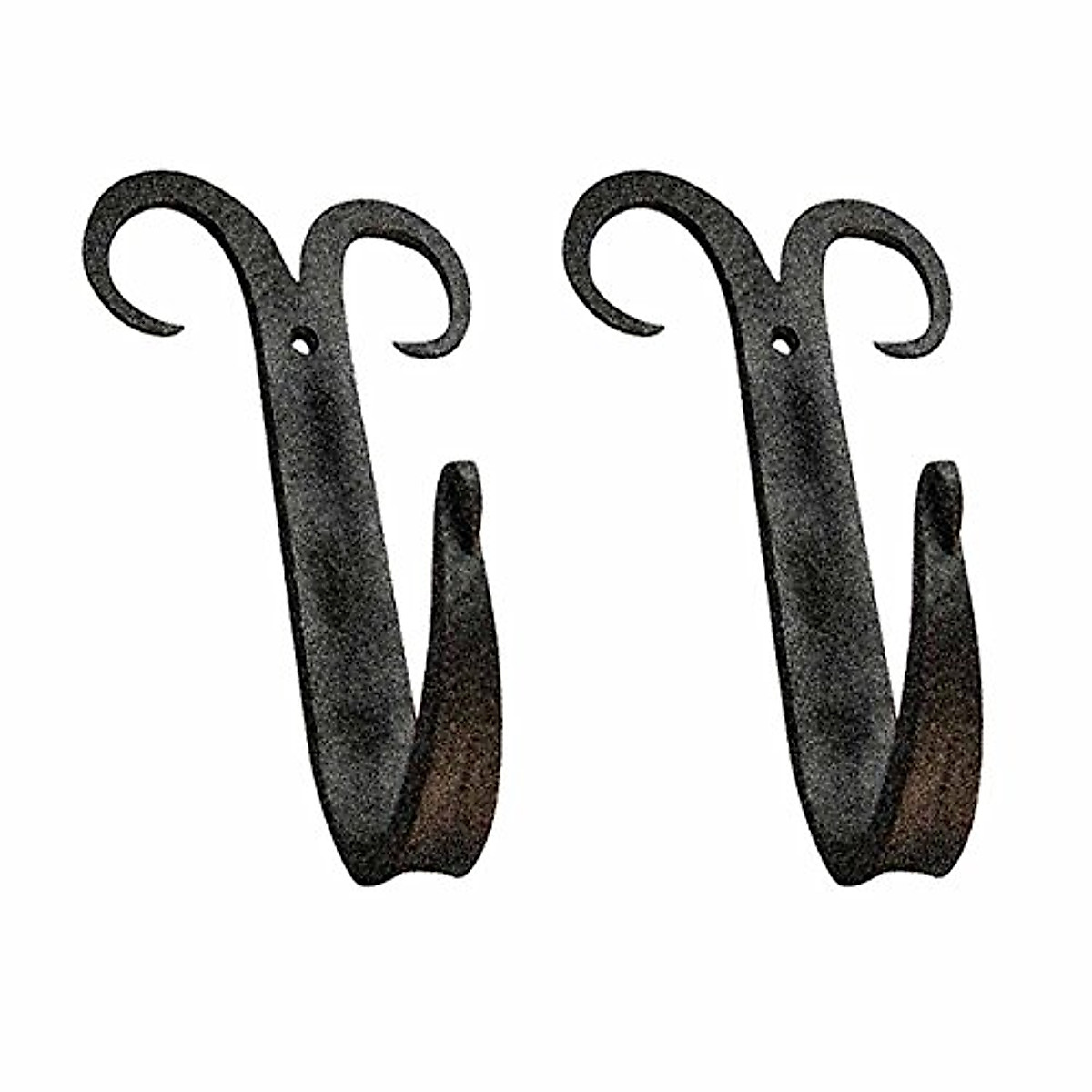 Renovators Supply Bathroom Hooks 5.5 in. Black Wrought Iron Wall Mount Hooks for Hanging Robe, Towel, Hat, or Jewellery with Mounting Hardware
