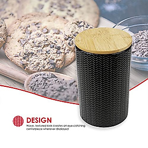 Home Basics Ceramic Canister (Large, Black)